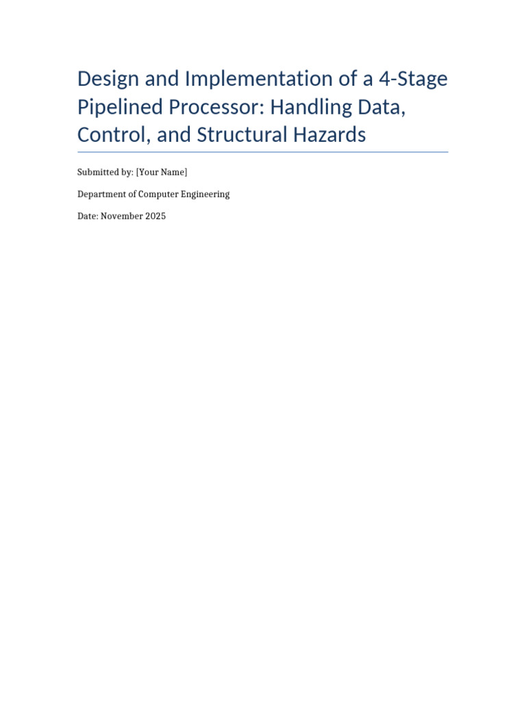 4-Stage Pipelined Processor Design | PDF | Central Processing Unit ...