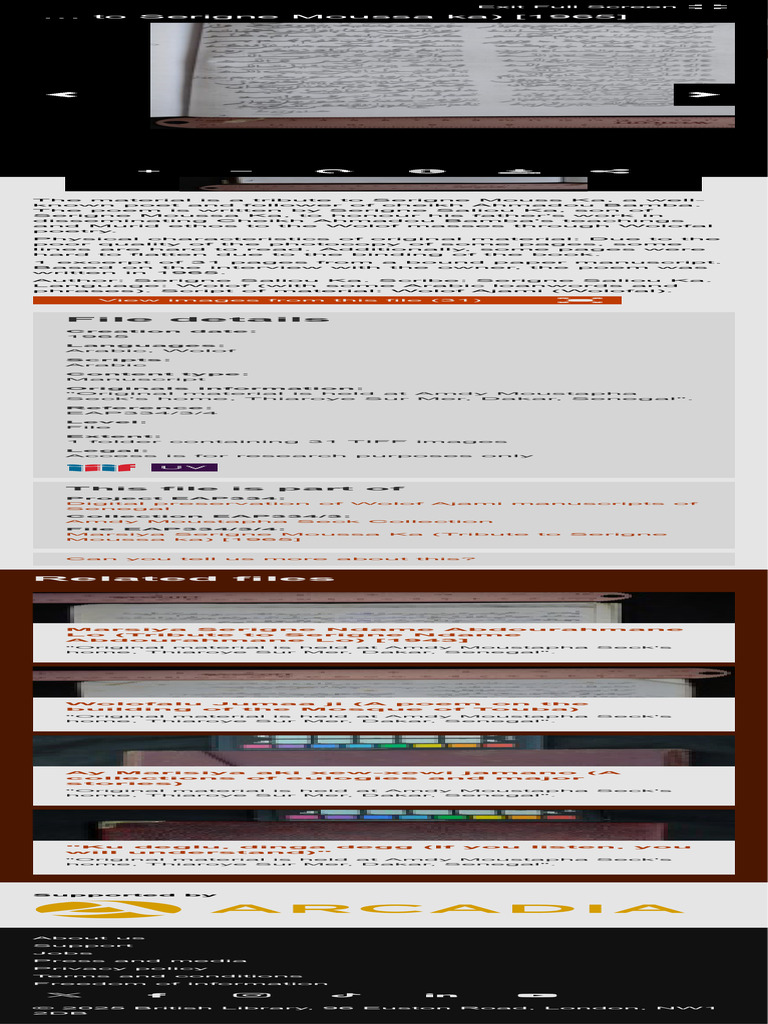 Marsiya Serigne Moussa Ka (Tribute To Serigne Moussa Ka) (1965) Endangered Archives Programme | PDF