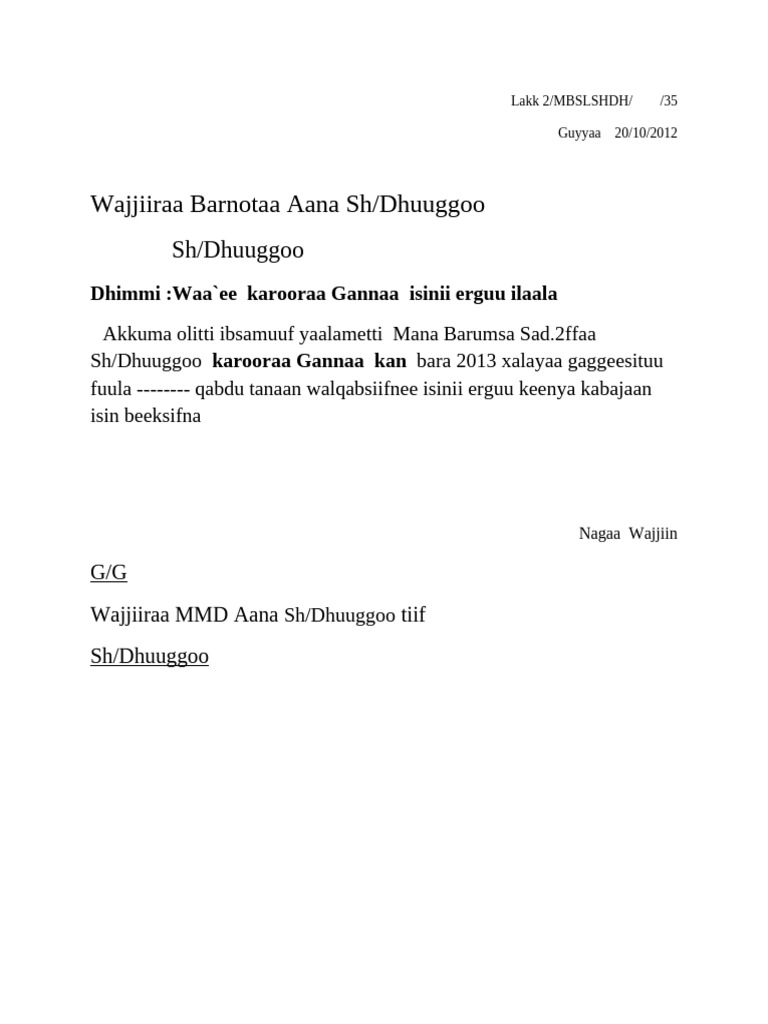 Karooraa Ganaa Bara 2013 | PDF