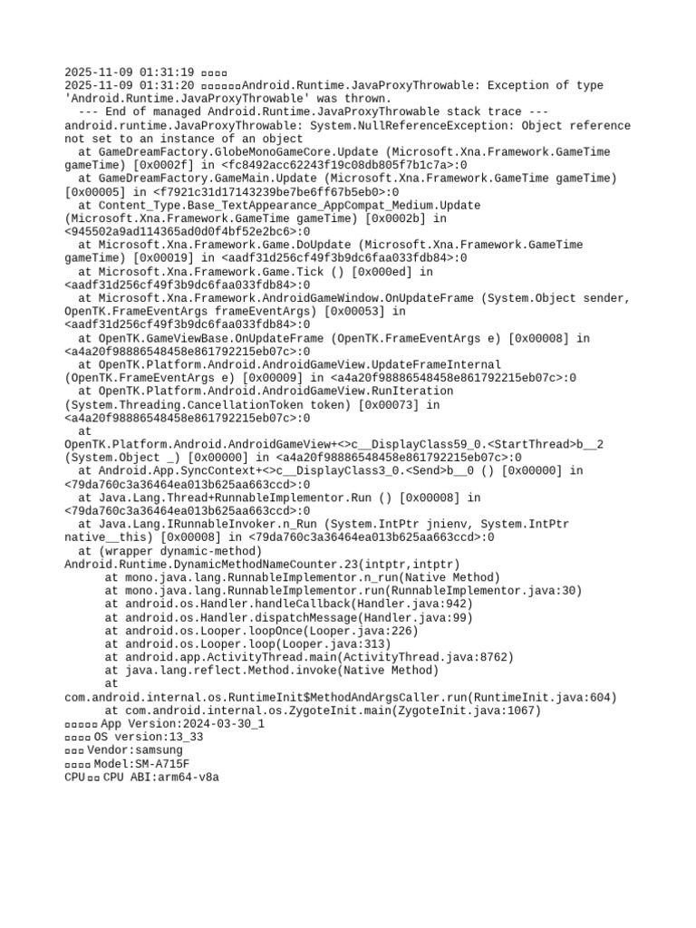 Log Crash | PDF | Android (Operating System) | Java (Programming Language)