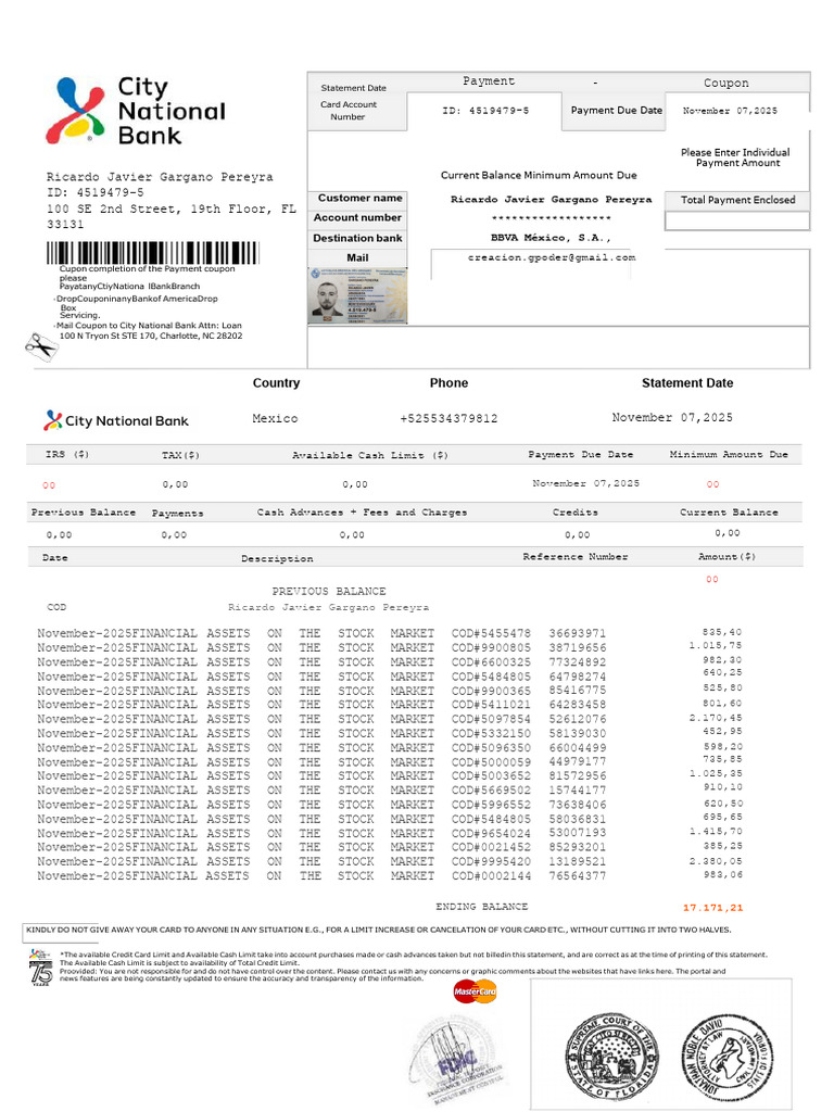 Bank Statement of Financial Transactions and Audit Certificate OMB No ...