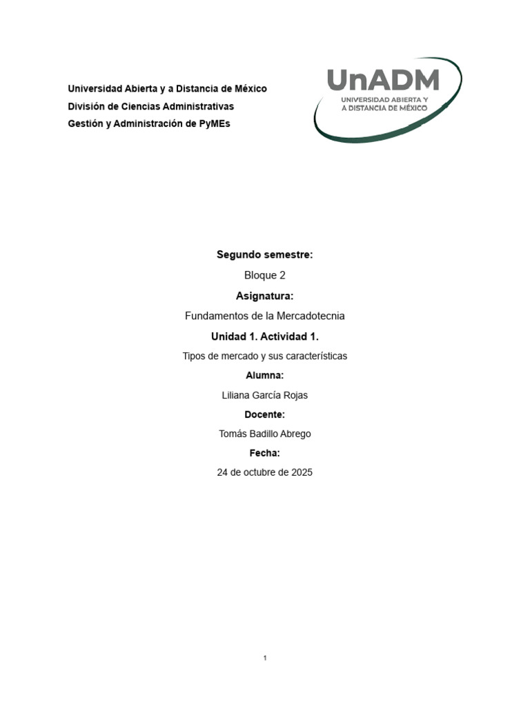 Gfme U2 A1 Ligr | PDF | Marketing | Mercado (economía)
