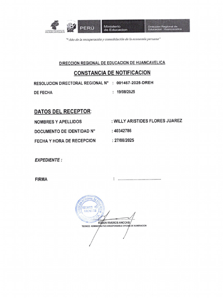 RDR N°001467-2025-DREH + CONSTANCIA | PDF