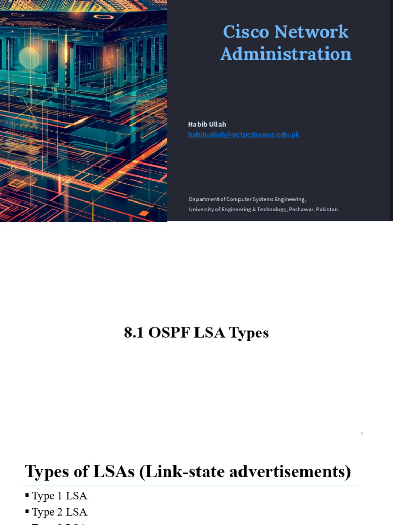 Lecture 8. OSPF Design Constraints and Filtering | PDF | Telecommunications | Computer Network