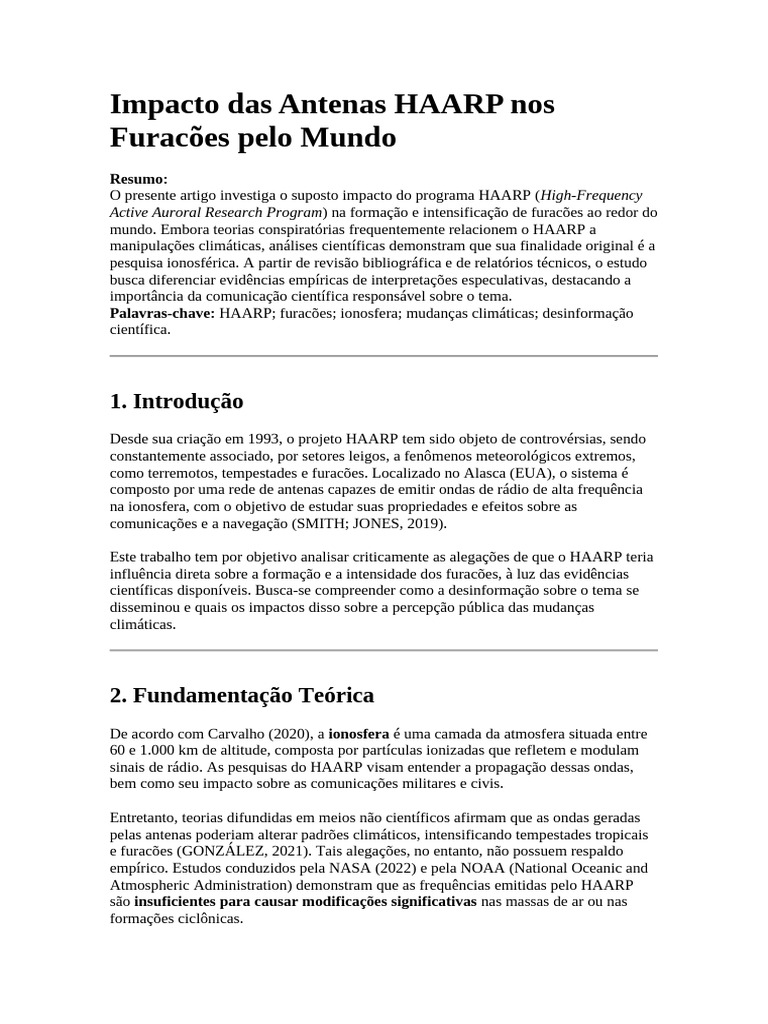 Impacto Das Antenas HAARP Nos Furacões Pelo Mundo | PDF | Ciclones ...