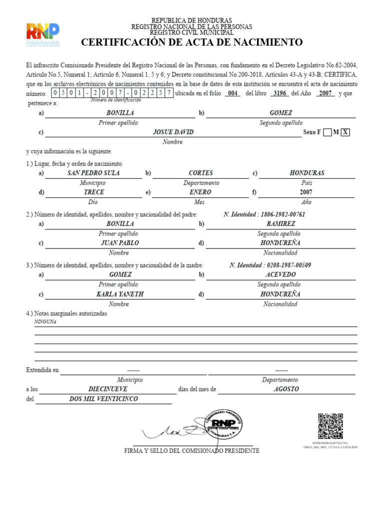 SIN RNP Acta Nac 1-20250819 103801 | PDF | Gobierno