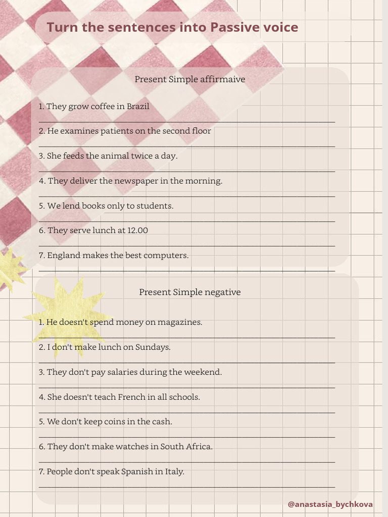 Passive Voice Exercises for English Grammar | PDF