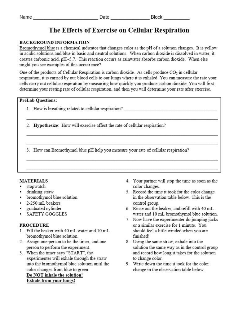 Lab - Bromothymol Blue | PDF | Breathing | Exhalation