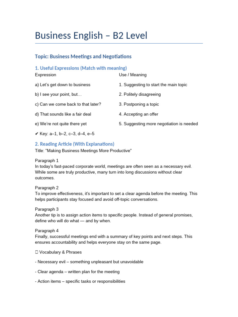 Business English B2 | PDF
