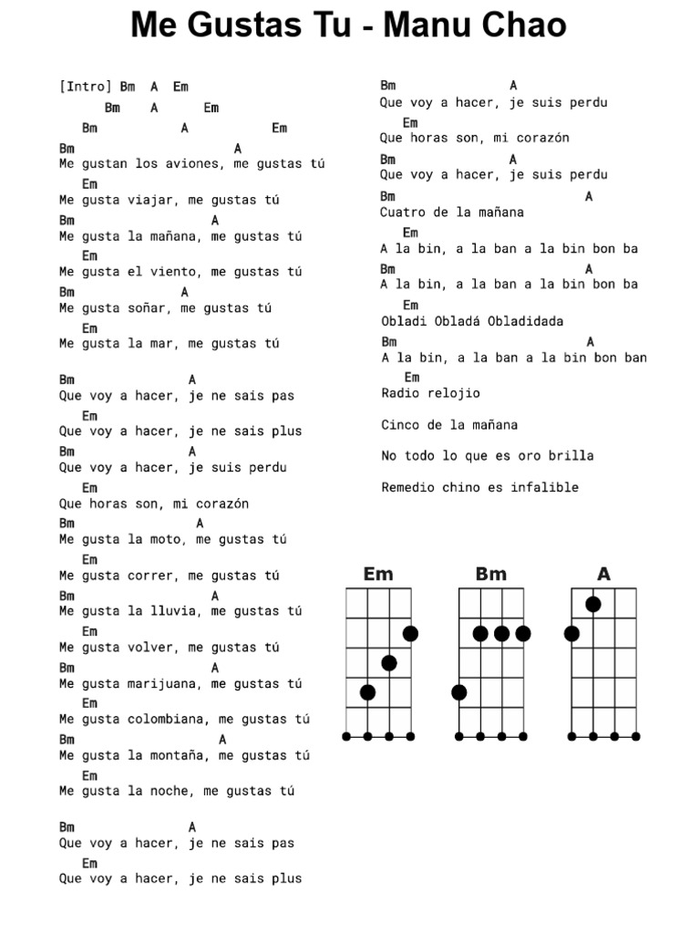 06 - Me Gustas Tu - Manu Chao | PDF