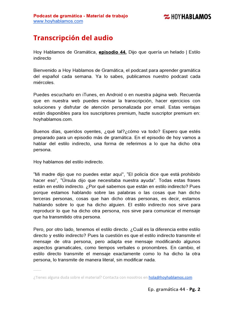 Estilo Indirecto en Español: Guía Práctica | PDF | Verbo | Pronombre