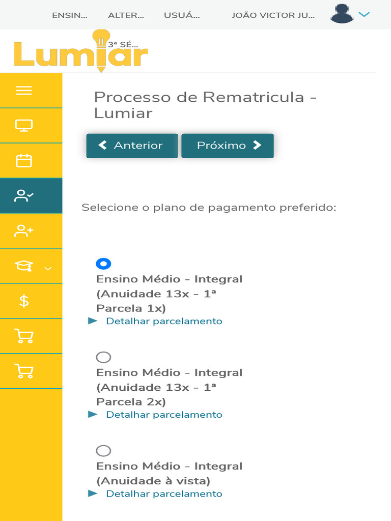 Rematrícula Ensino Médio Lumiar | PDF
