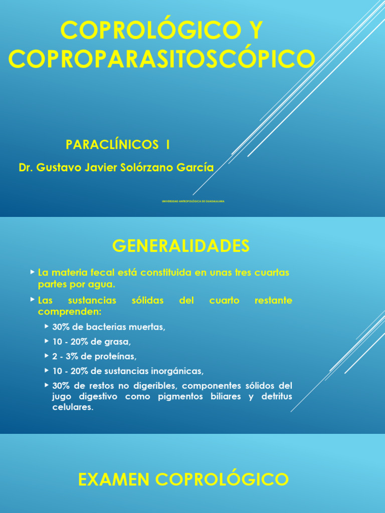 Coprológico y Coproparasitoscópico - Paraclínicos I - (Diap. 27) | PDF ...