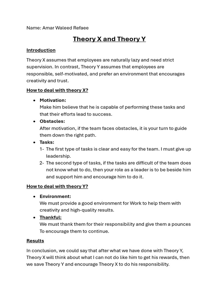 Managing Theory X and Theory Y Employees | PDF