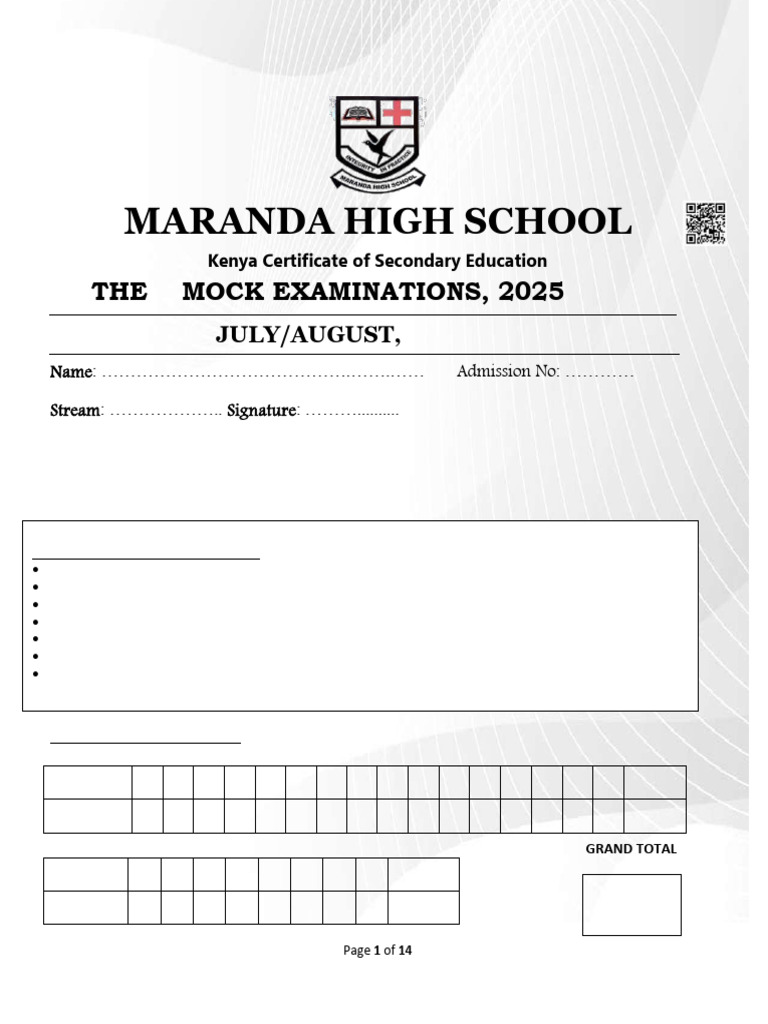 Maranda Jul Mock 2025 Math | PDF | Mathematics