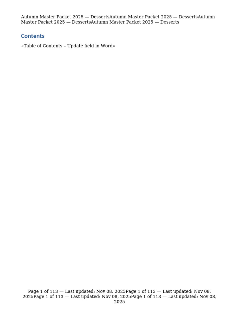 Autumn Master Packet 2025 v23 MASTER MERGED | PDF | Desserts | Custard