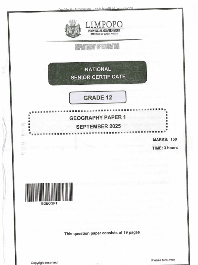 Geography Paper 1 Questions Paper | PDF