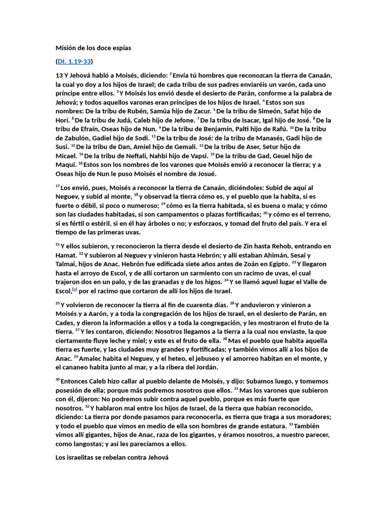 Misión de los Espías en Canaán | PDF | Moisés | Joshua