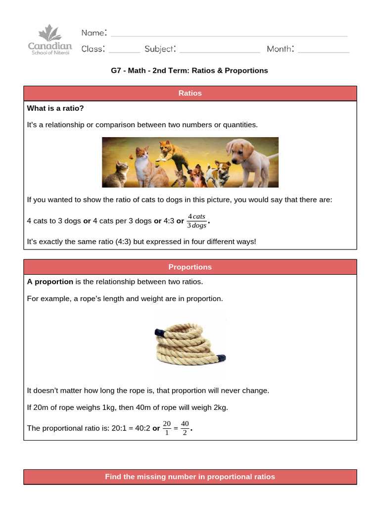 G7 Math: Understanding Ratios & Proportions | PDF