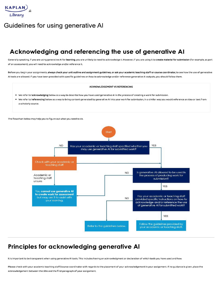 Guidelines For Using Generative AI - Kaplan Library | PDF