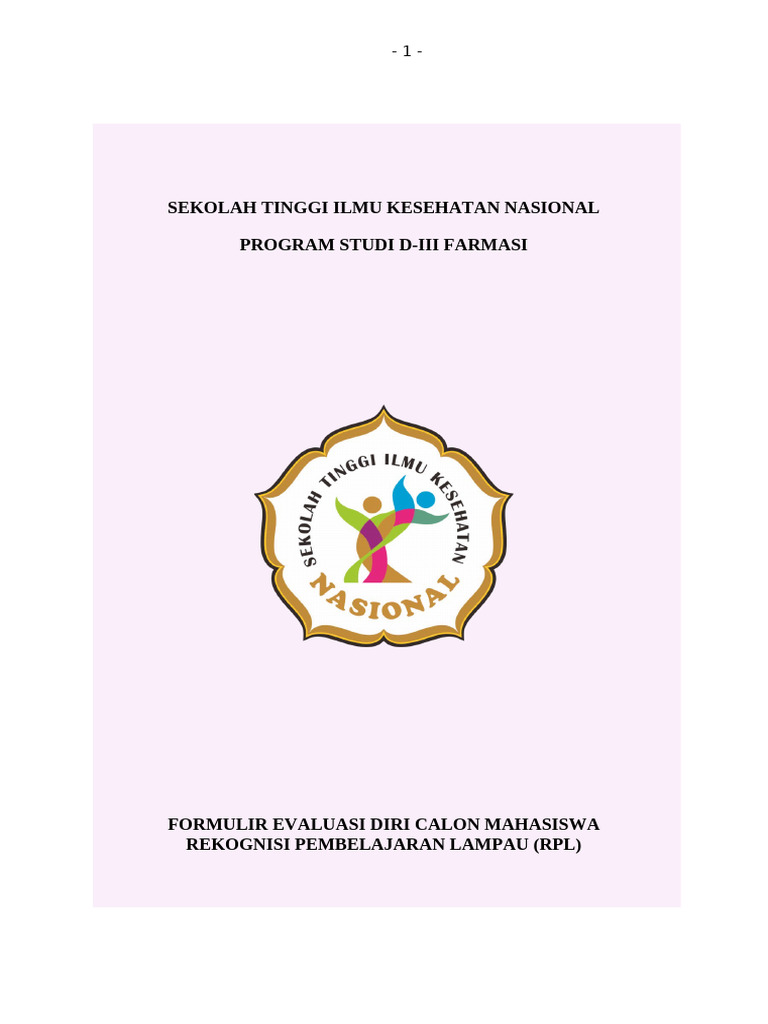 Contoh Formulir Evaluasi Diri RPL Tipe A (Form 3 F03) | PDF