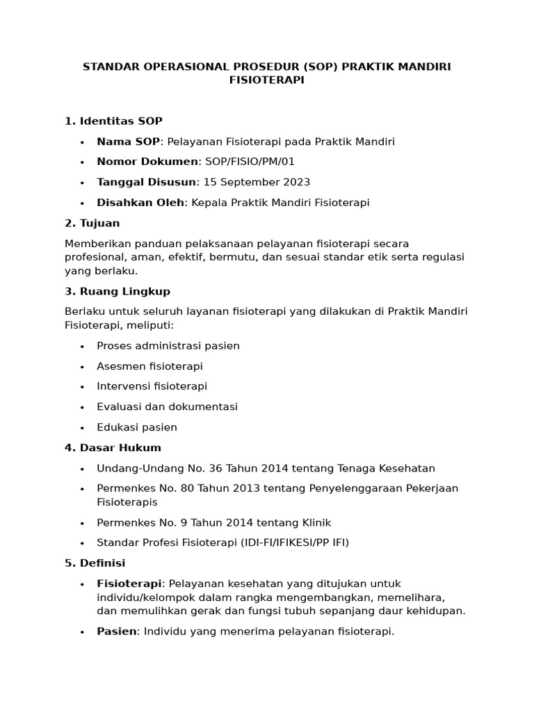 Standar Operasional Prosedur | PDF