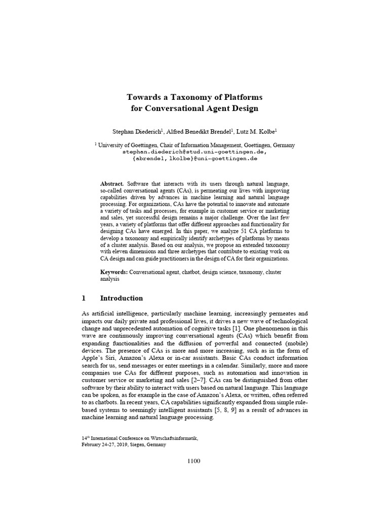 Taxonomy of Conversational Agent Platforms | PDF | Cloud Computing ...