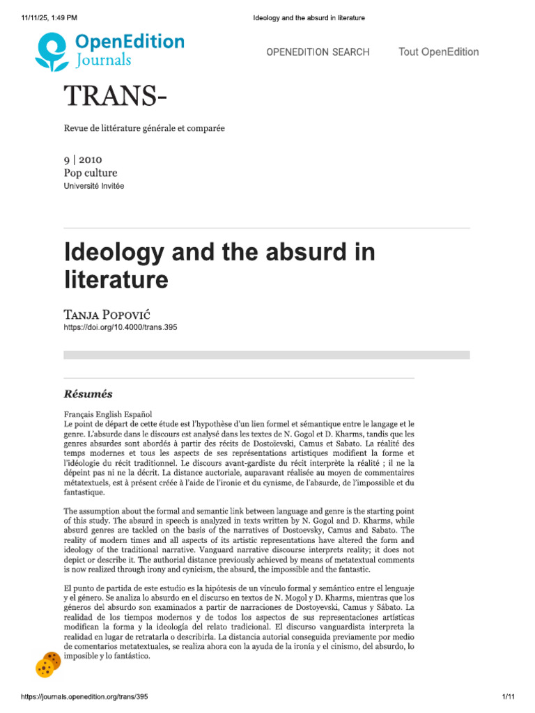 Ideology and The Absurd in Literature | PDF