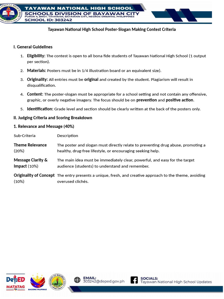 TNHS Poster Slogan Making Contest | PDF | Human Communication