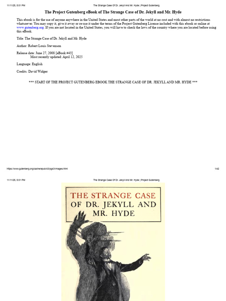 The Strange Case of Dr. Jekyll and Mr. Hyde | PDF | Strange Case Of Dr ...