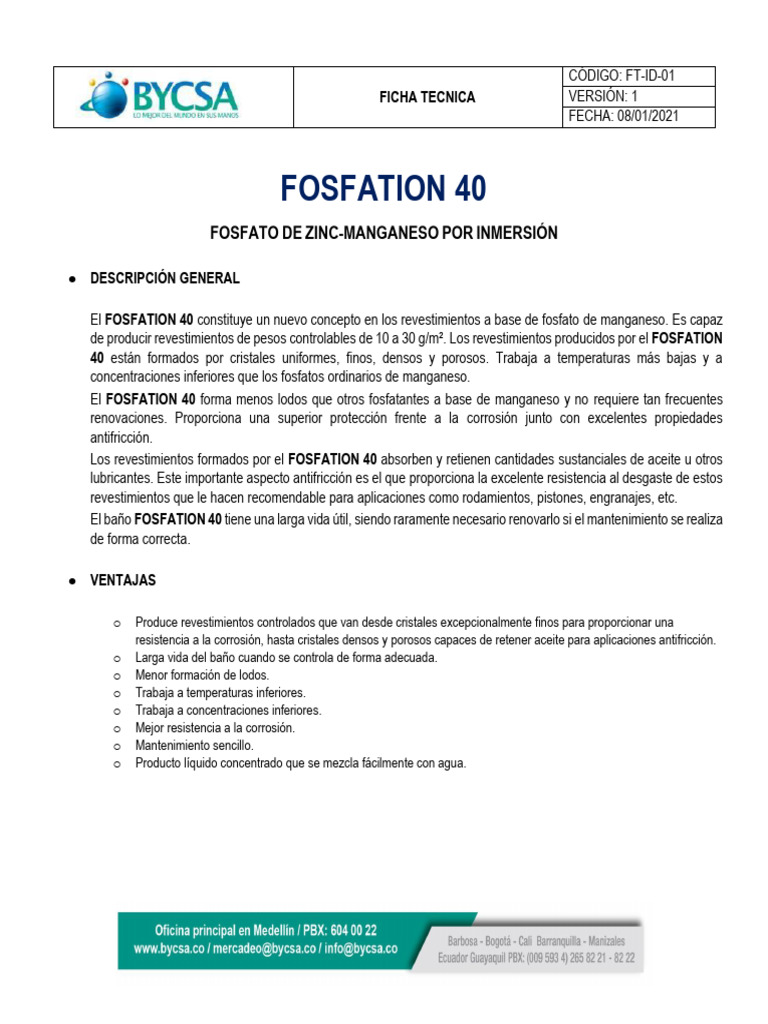 Ft-id-01 Fosfation 40 (2) | PDF | Agua | Corrosión