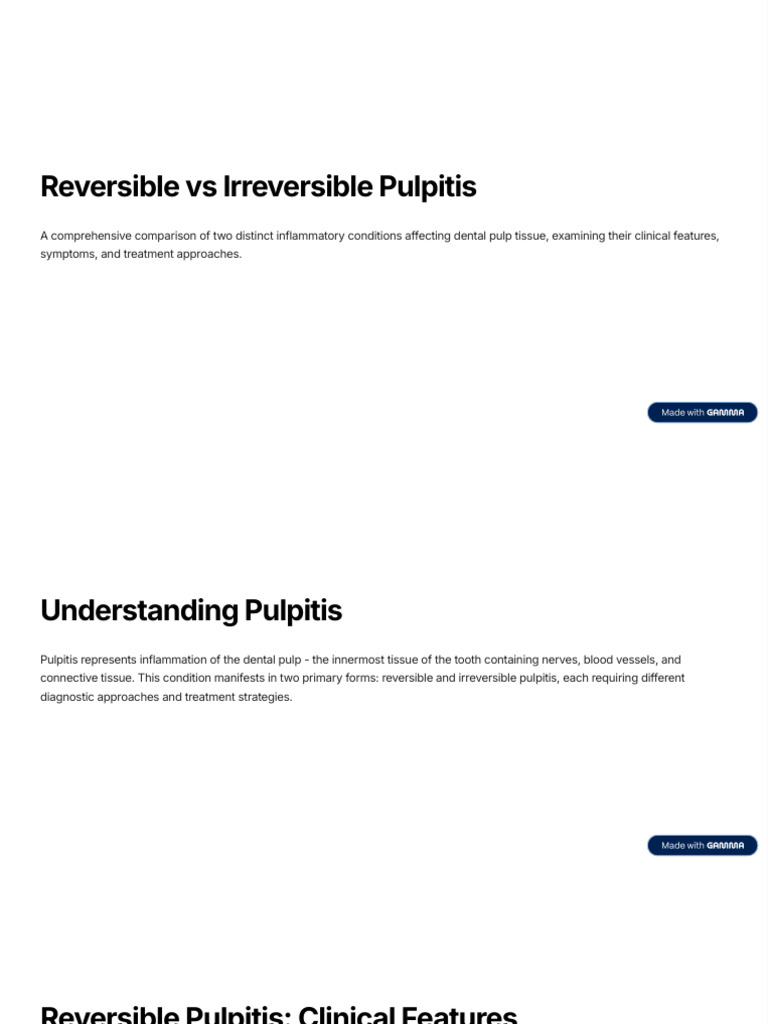 Reversible vs Irreversible Pulpitis Guide | PDF | Diseases And ...