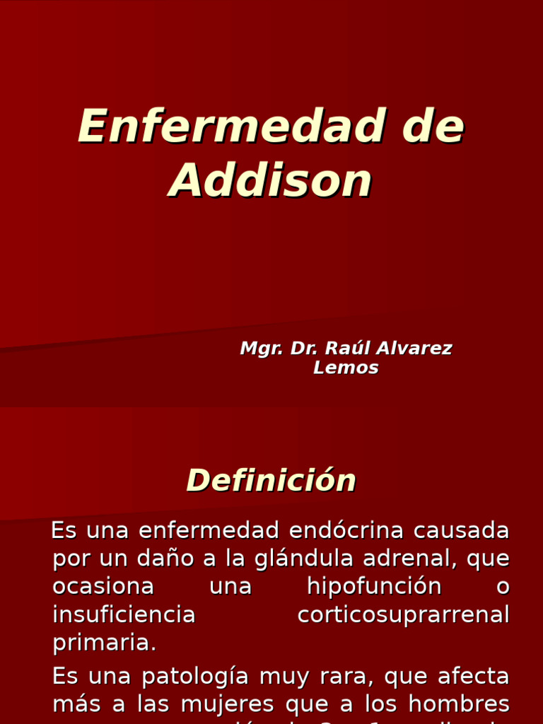 Enfermedad de Addison | PDF | Glándula suprarrenal | Enfermedades y ...