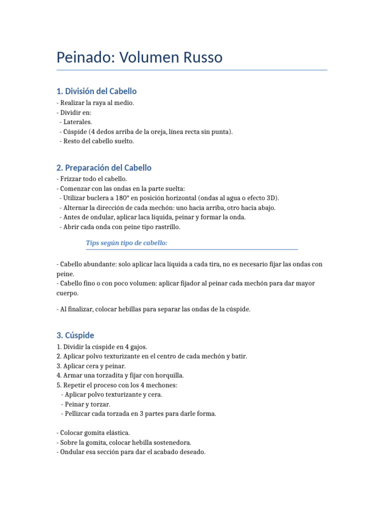 Peinado Volumen Russo Mejorado | PDF