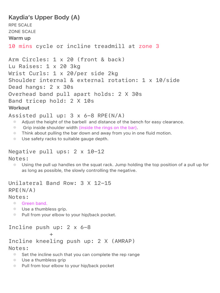 Kaydia’s Upper Body (a) Workout | PDF
