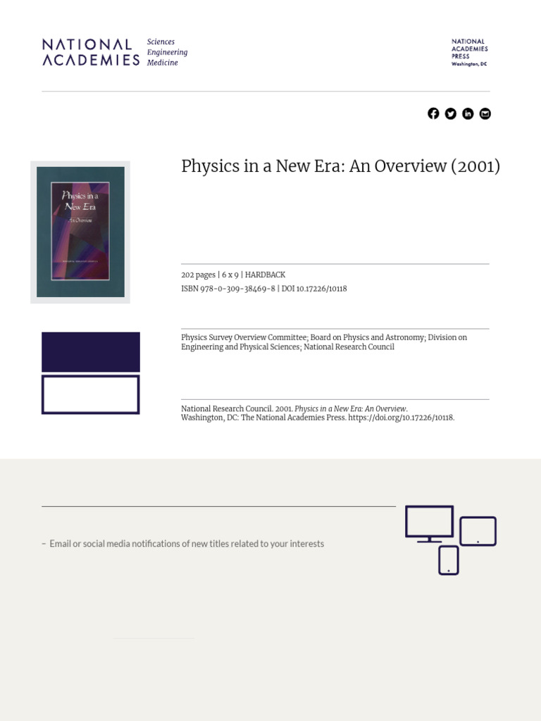 Physics in A New Era: An Overview (2001) : This PDF Is Available at ...