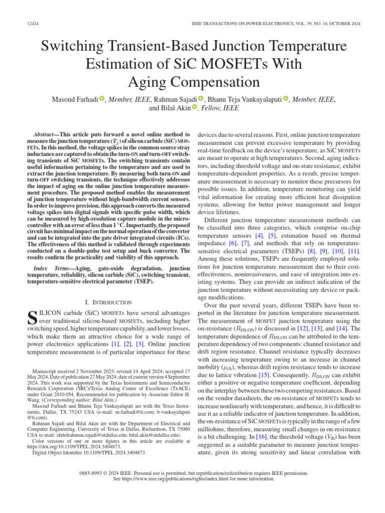 Switching Transient-Based Junction Temperature Estimation of SiC ...