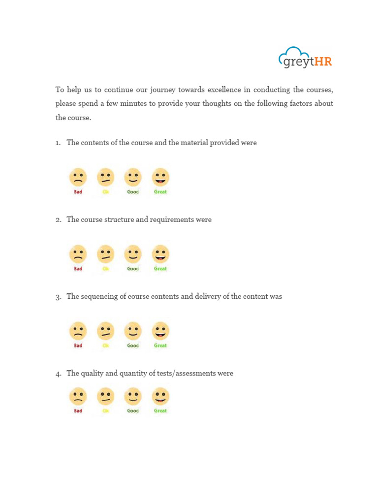 Course Feedback Survey Template | PDF