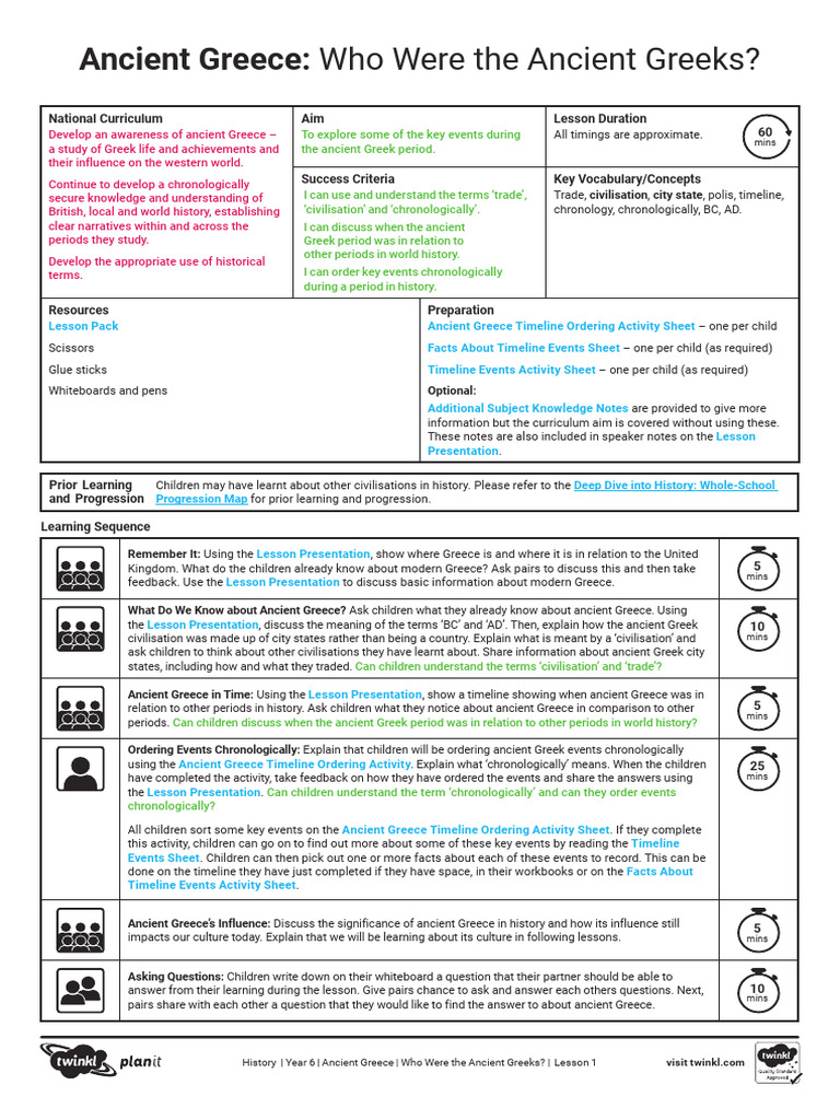 Lesson Plan - Who Were the Ancient Greeks | PDF | Ancient Greece | Greece