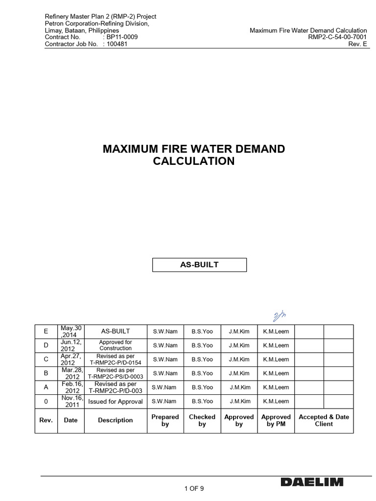 Maximum Fire Water Demand RMP-2 Calculation | PDF | Firefighting | Gases