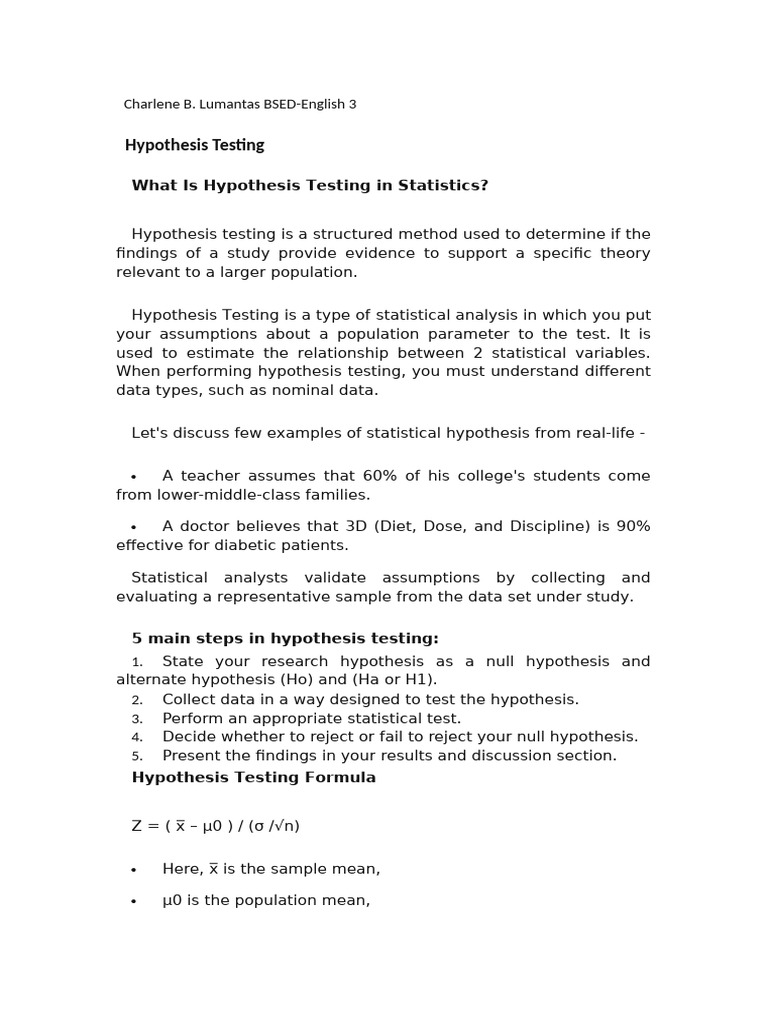 Understanding Hypothesis Testing in Statistics | PDF | Hypothesis ...