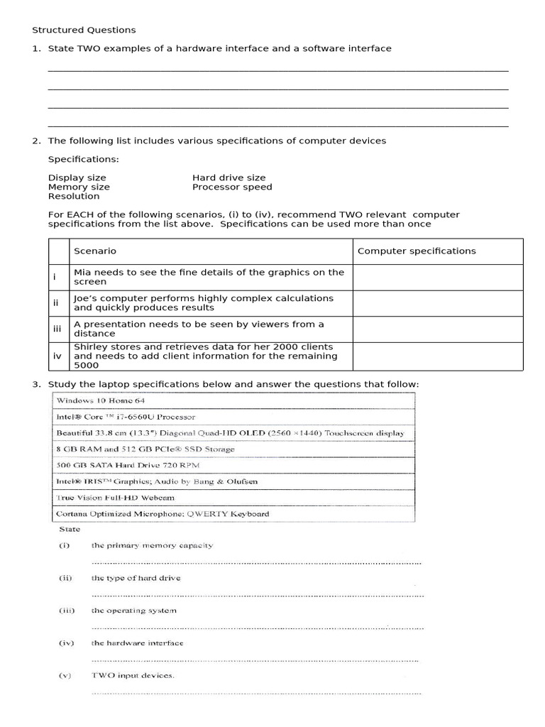 Computer Specifications Overview | PDF | Computer Data Storage ...