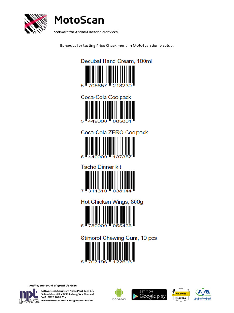 MotoScan Barcodes | PDF