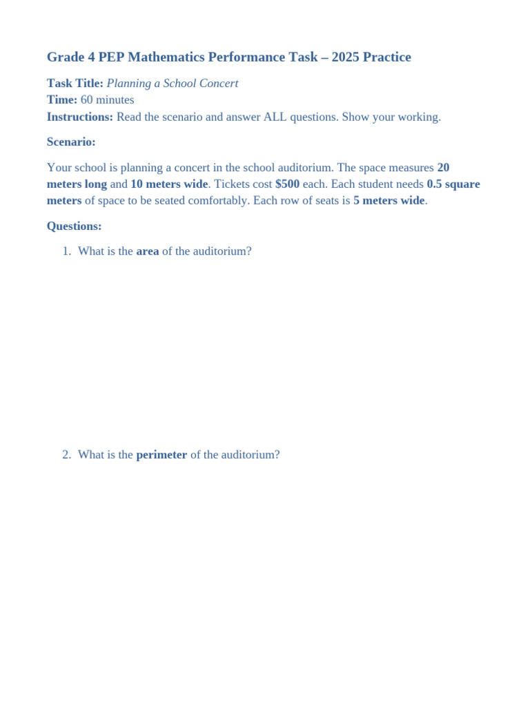 Grade 4 PEP Mathematics Practice 1 | PDF
