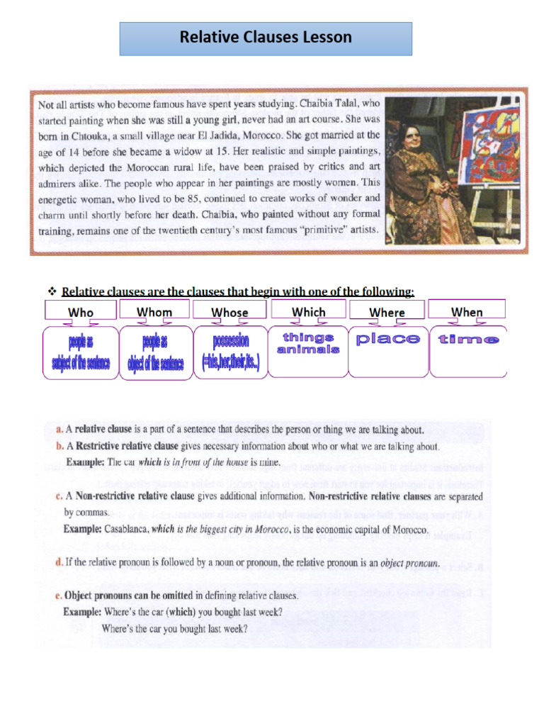 Worksheet - Relative Clauses | PDF