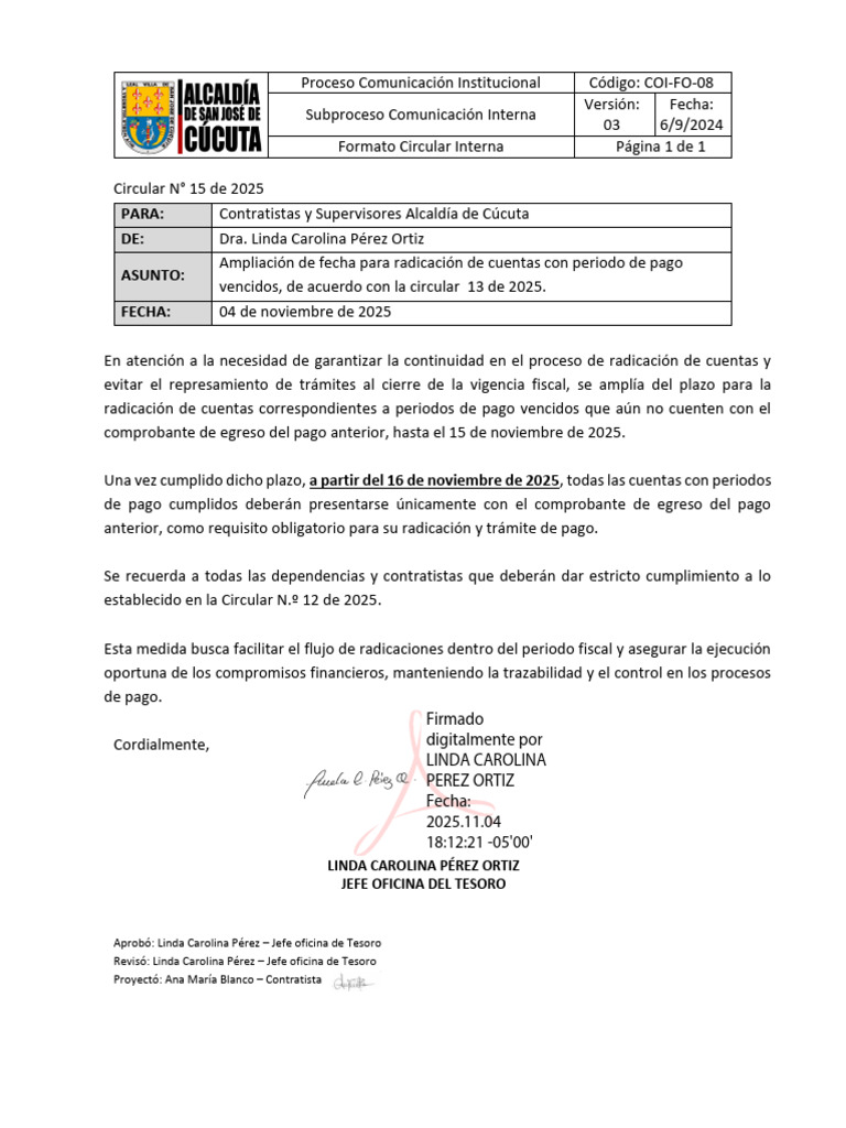 Circular 15 Ampliación Plazo Radicación Cuentas Con Periodos Vencidos | PDF