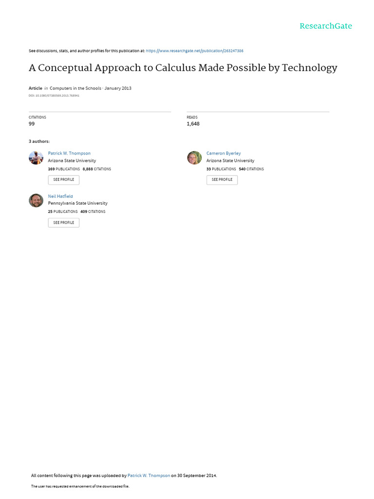 A Conceptual Approach To Calculus Made Possible by Technology | PDF ...
