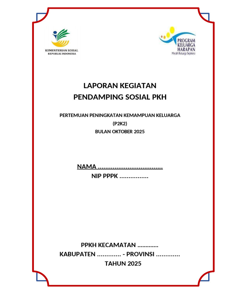 Laporan P2K2 Pendamping PKH 2025 | PDF