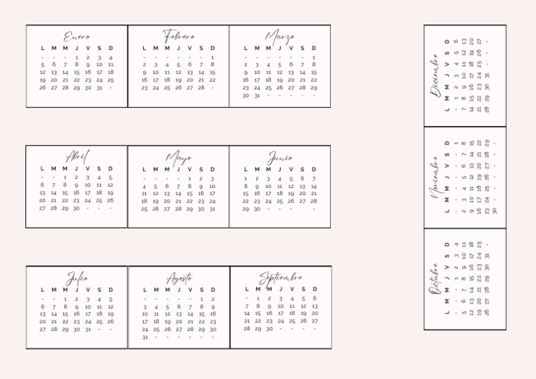 Documento A4 Horizontal Calendario 2026 Hojas Orgánico Rosado | PDF