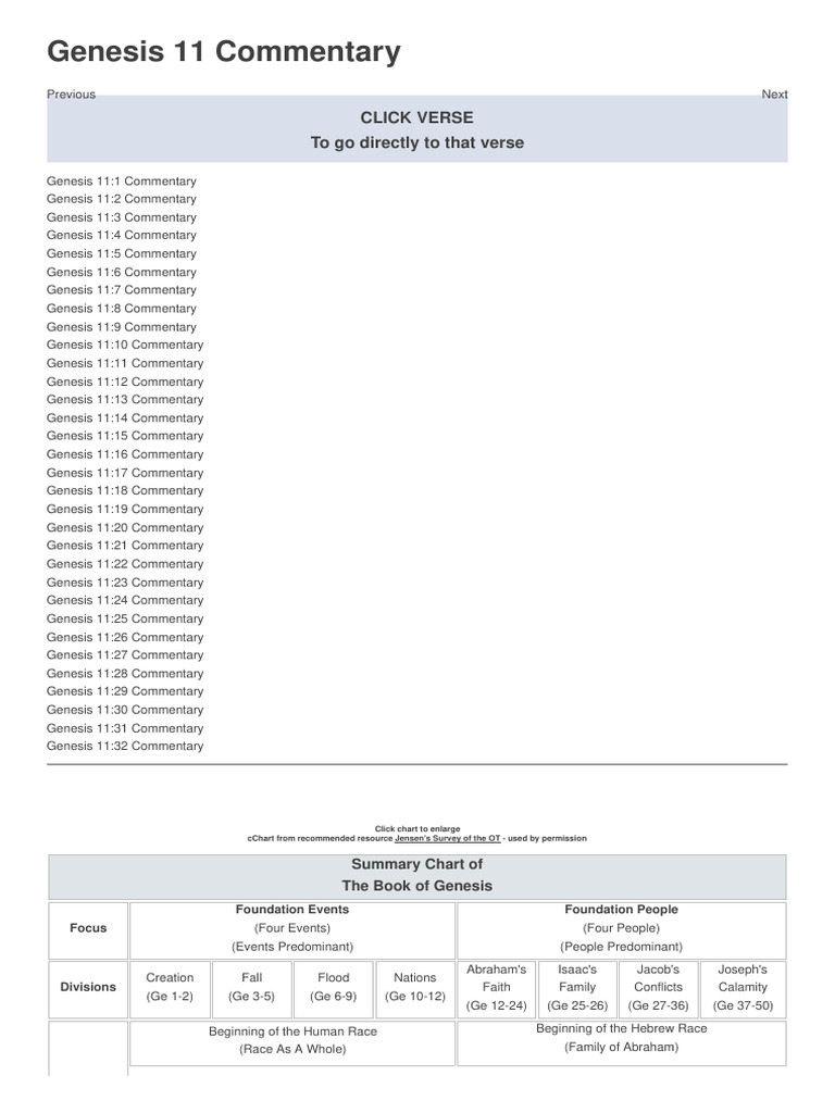 Genesis 11 Commentary | PDF | Book Of Genesis | Genesis Creation Narrative